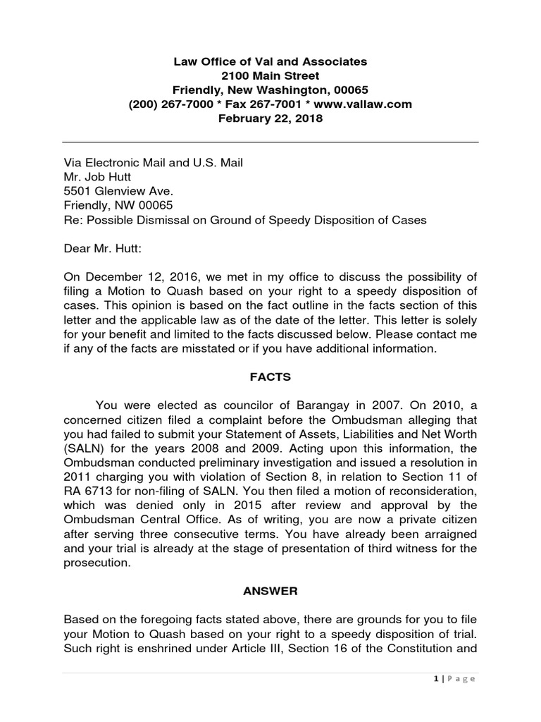 Legal Writing Letter | PDF | Article Three Of The United States ...