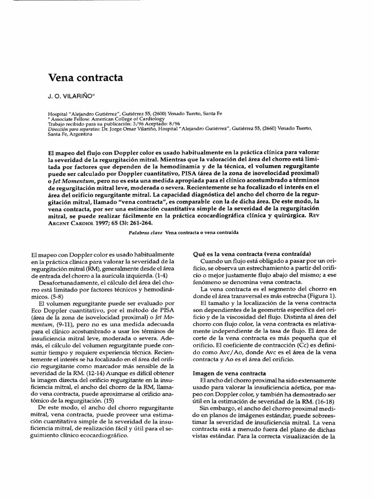 Vena Contracta PDF | PDF | Corazón | Sistema cardiovascular