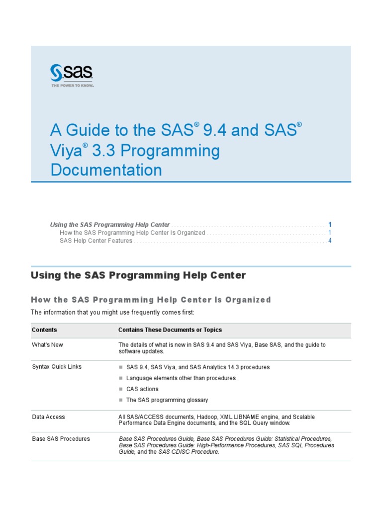 Guide To SAS 9.4 & SAS Viya 3.3 Programming Documentation | PDF | Sas (Software) | Programming ...