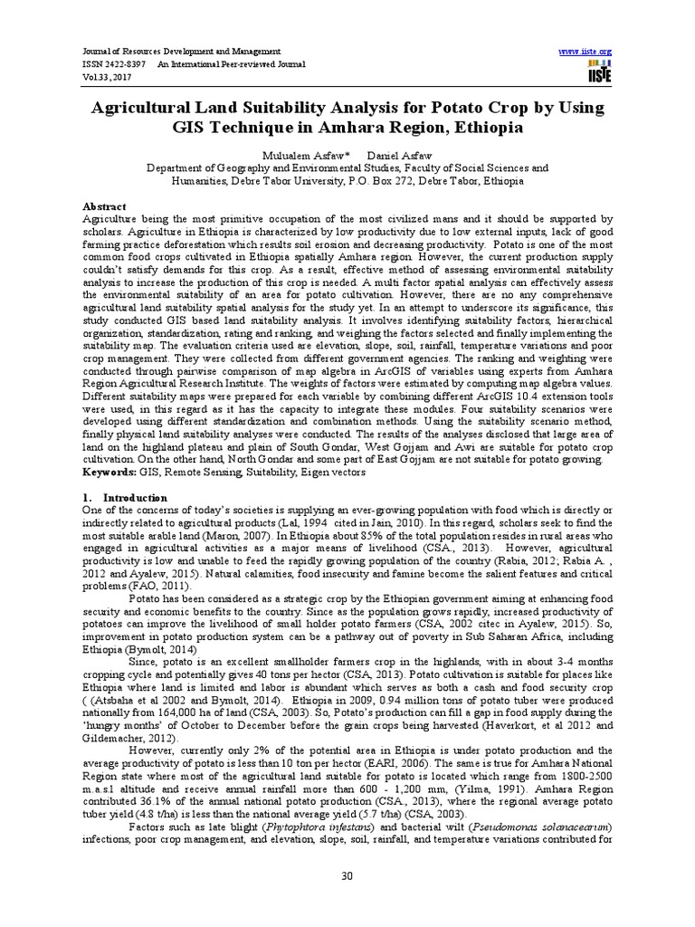 Agricultural Land Suitability Analysis For Potato Crop | PDF ...
