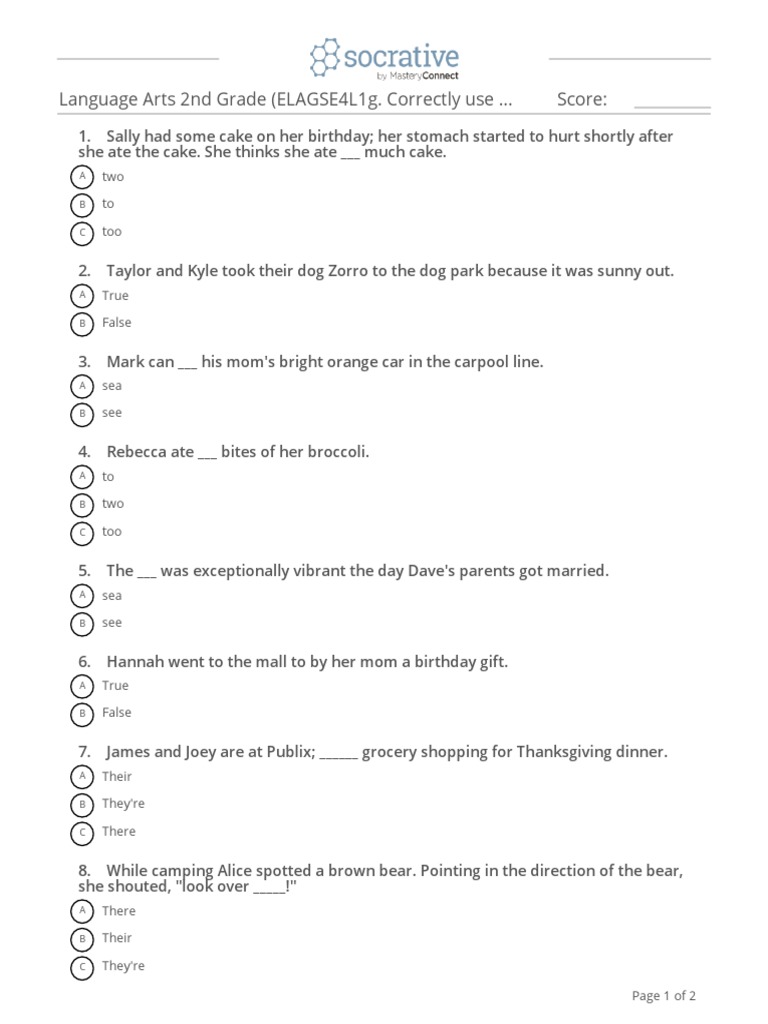 2nd Grade Language Arts Practice Test | PDF | Mystery, Thriller & Crime ...
