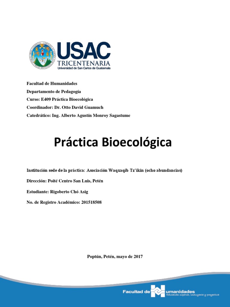 Informe de Practica Biocológica | PDF | Asamblea General de las Naciones Unidas | Civilización maya