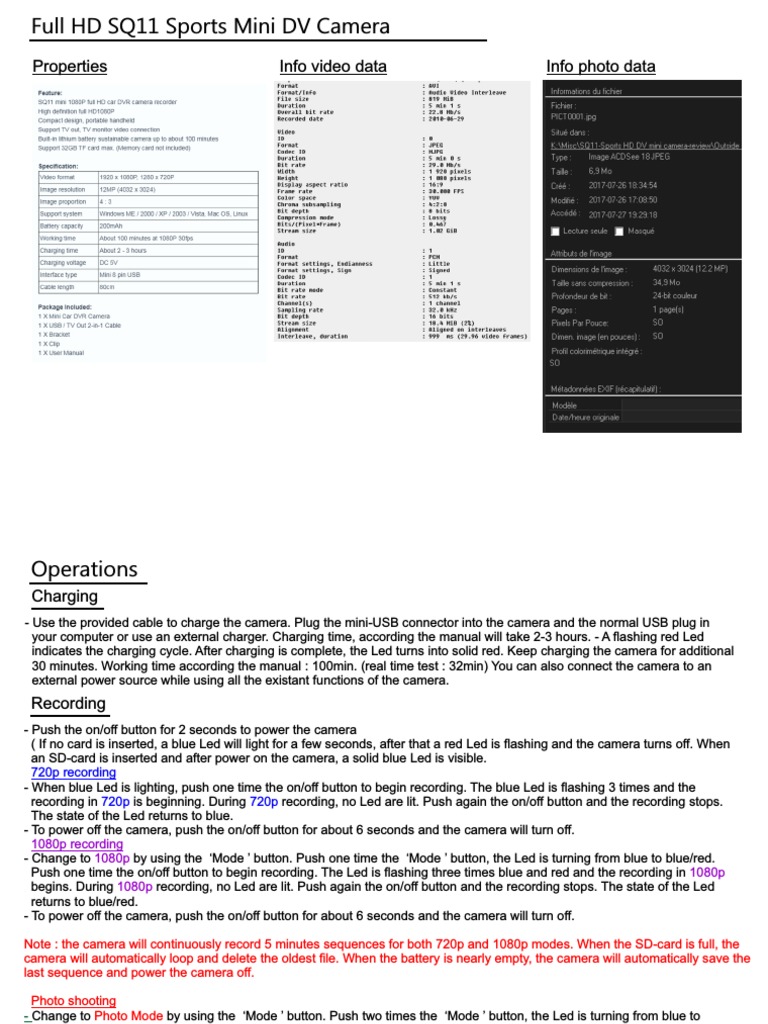 User Manual for the Full HD SQ11 Sports Mini DV Camera: A Comprehensive ...
