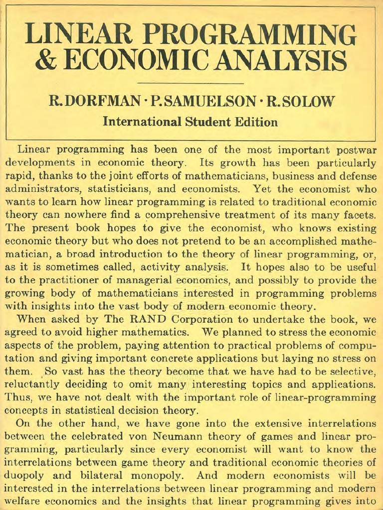 Linear Programming and Economic Analysis | PDF