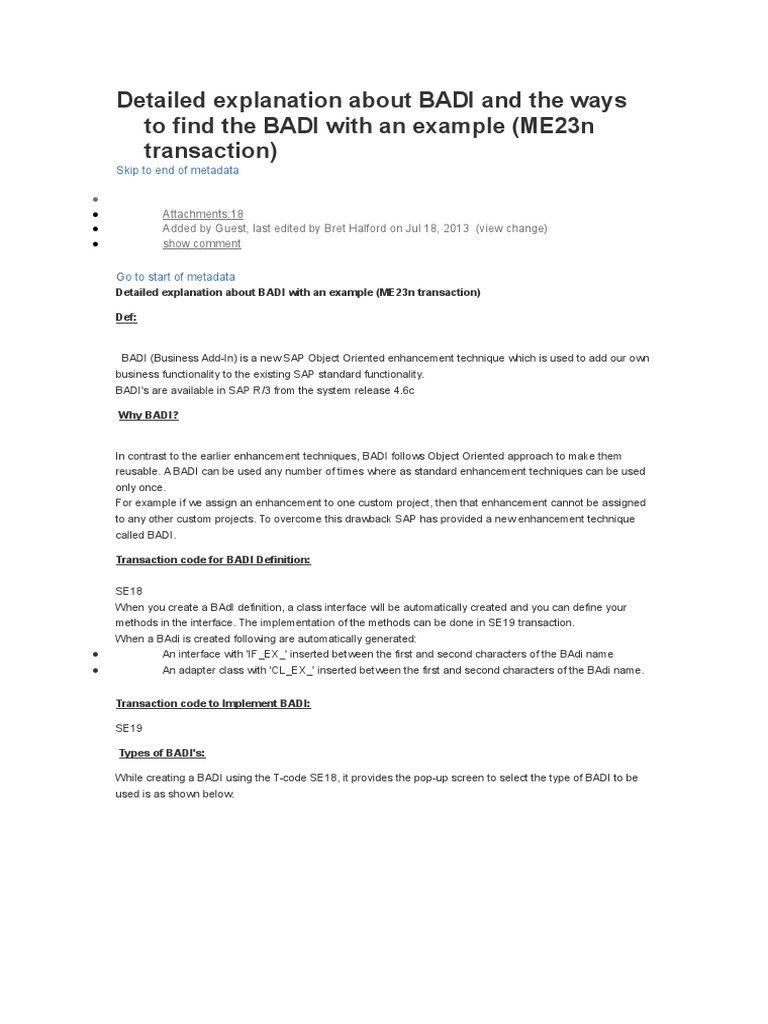 Detailed Explanation of BADI Implementation with ME23N Example | PDF | Class (Computer ...