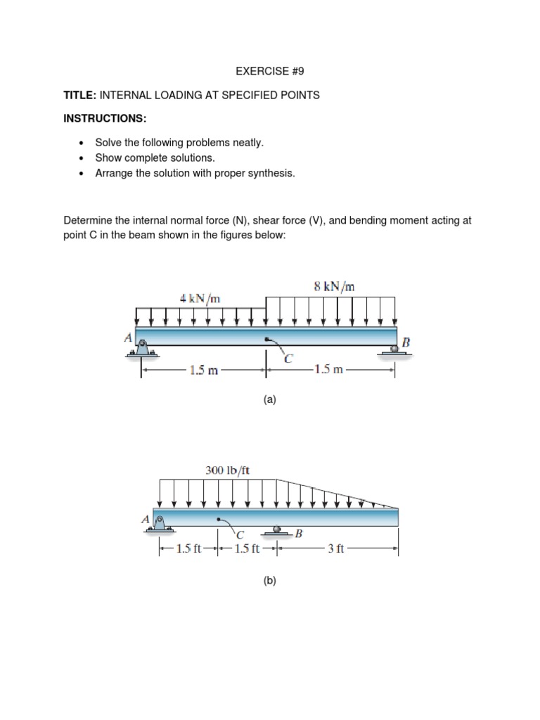 Exercise 9 Internal Loading at Specified Points | PDF