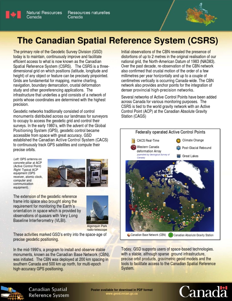 The Candian Spatial Reference System | PDF | Geodesy | Surveying