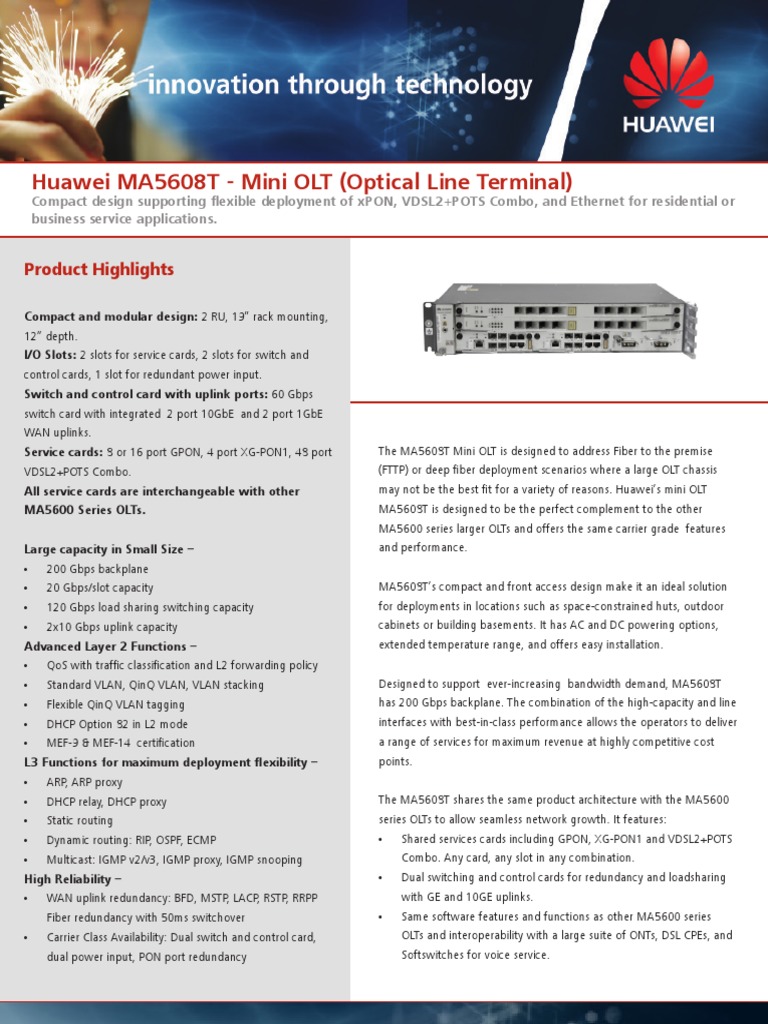 MA5608T | PDF | Telecommunications Standards | Networking Standards