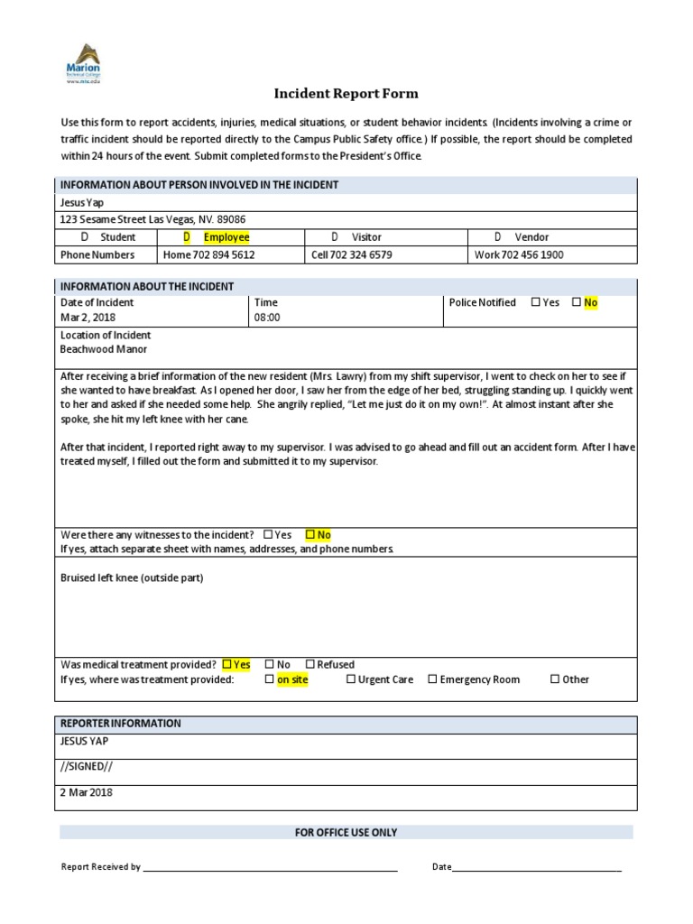 Incident Report Portfolio | Download Free PDF | Violence