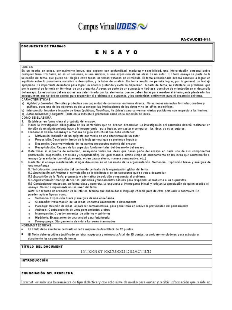 BORRADOR 1 ENSAYO.doc | Ensayos | Maestros