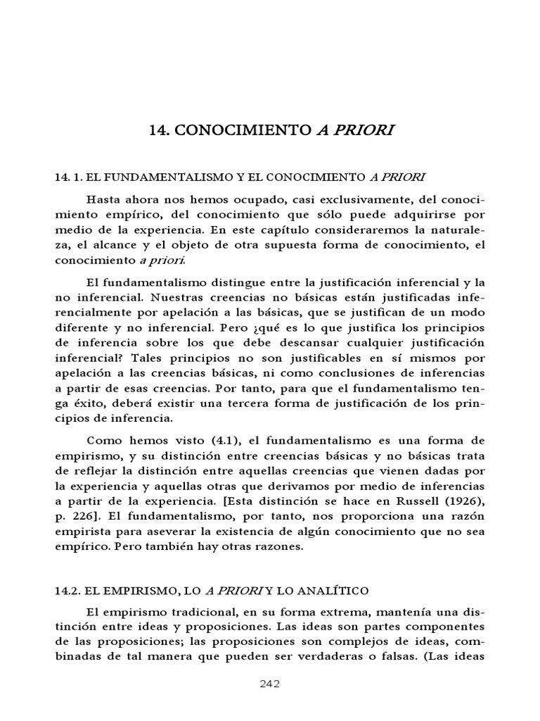 Dancy: Conocimiento a Priori | Empirismo | Verdad | Prueba gratuita de ...