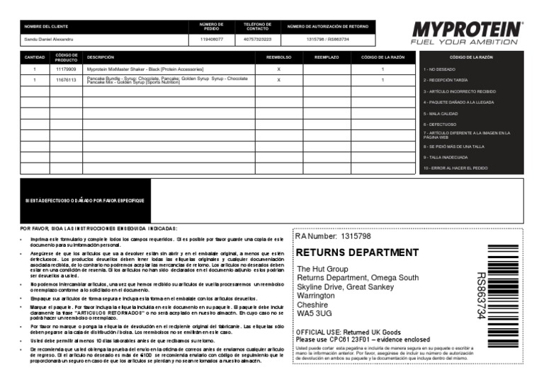 Return Form | PDF | Business