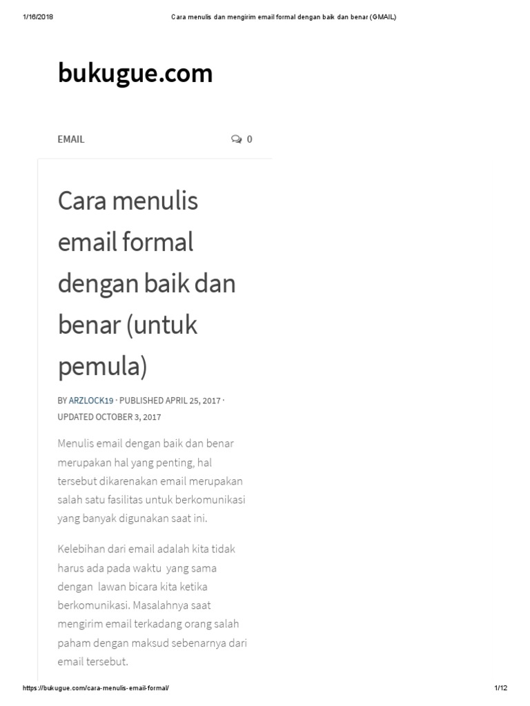 Cara Menulis Dan Mengirim Email Formal Dengan Baik Dan Benar (GMAIL) | PDF