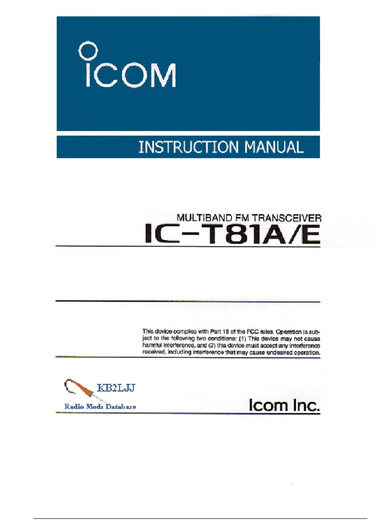 Icom IC-T81A - E Instruction Manual | PDF | Battery Charger ...