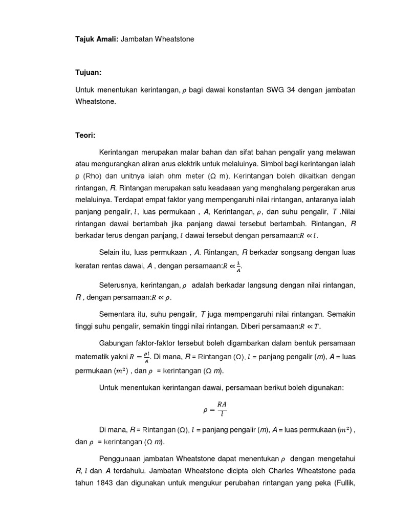 Tentukan Kerintangan Dawai Konstantan | PDF
