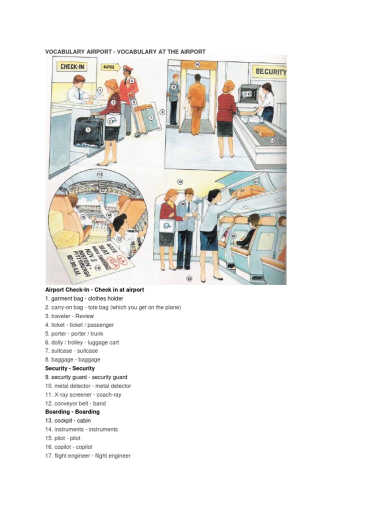 Vocabulary Airport | PDF | Baggage | Airport