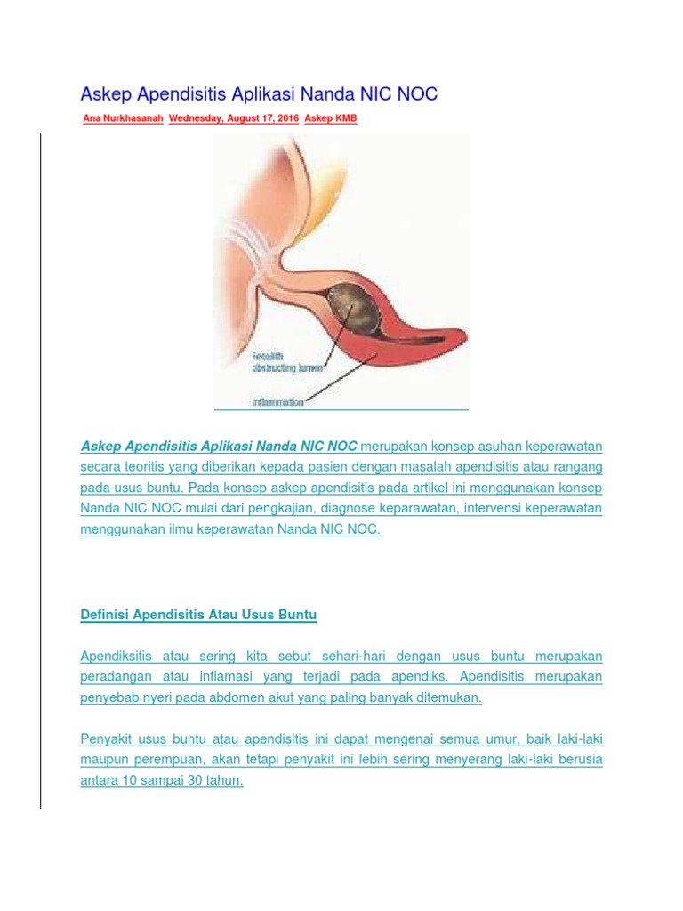 Askep Apendisitis Aplikasi Nanda NIC NOC | PDF