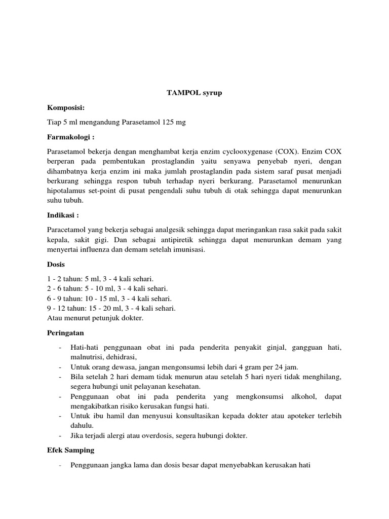 Brosur TAMPOL Syrup untuk Anak | PDF