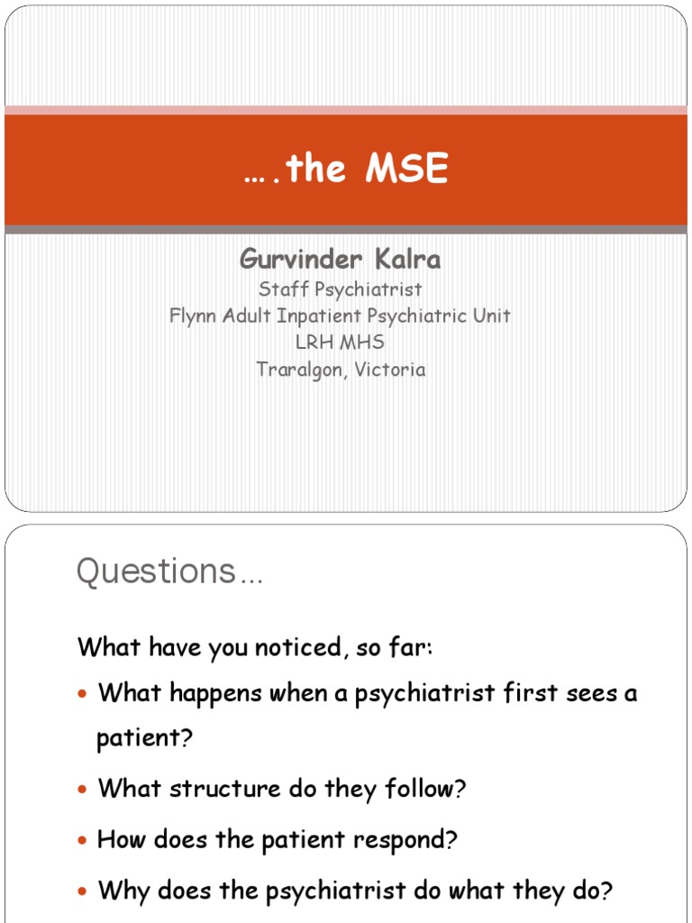 .The MSE: Gurvinder Kalra | PDF | Psychiatry | Delusion