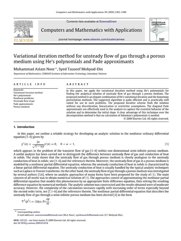 Variational Iteration Method For Unsteady Flow of Gas Through A Porous Medium Using He ...