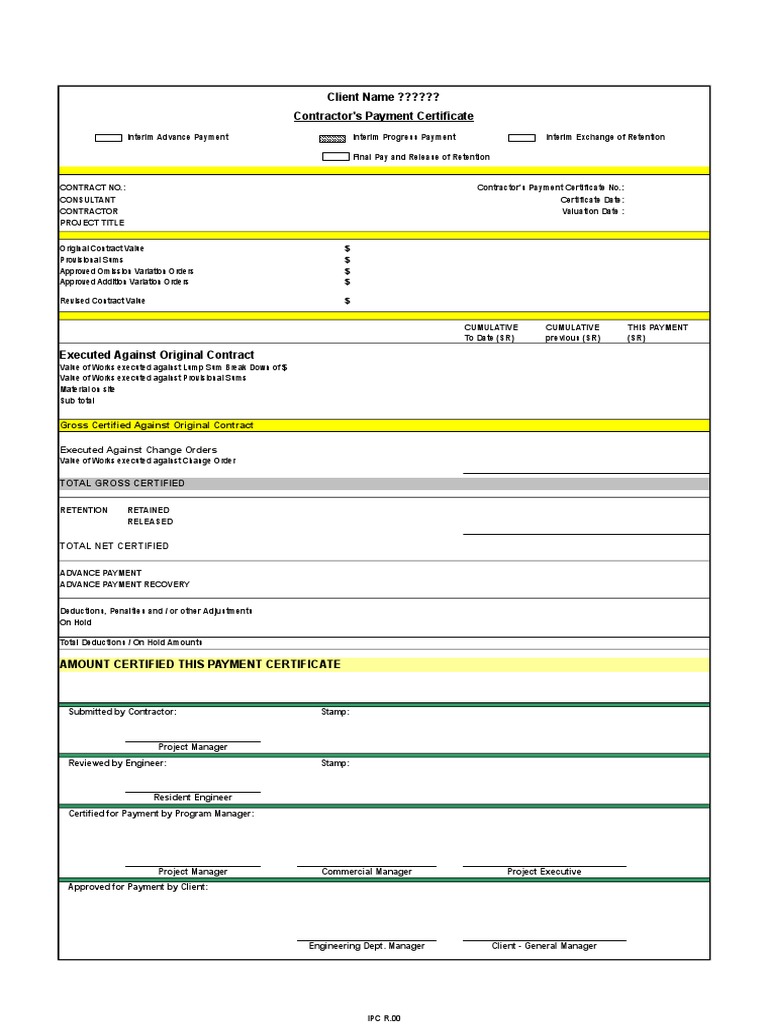 138926780 Payment Certificate Xls | Government | Politics