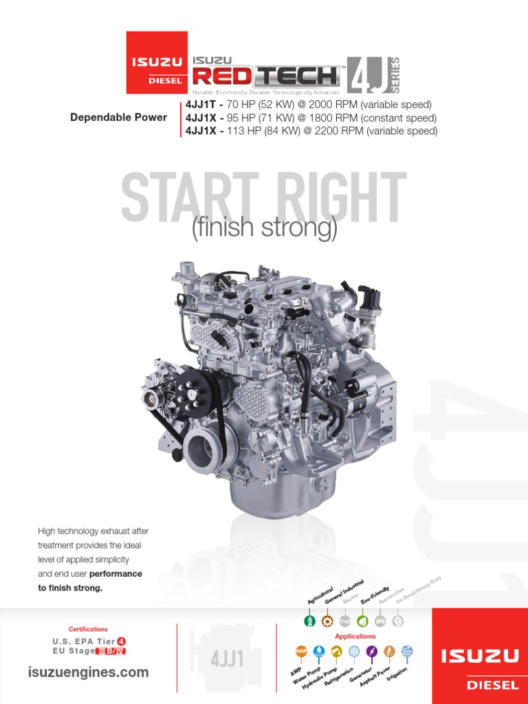 Isuzu REDTech 4J Lit Sheet | PDF | Horsepower | Engines