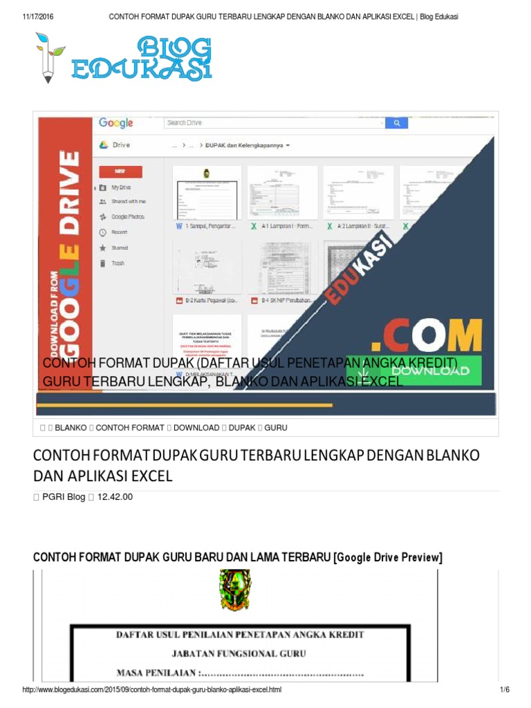 Format DUPAK Guru Terbaru | PDF
