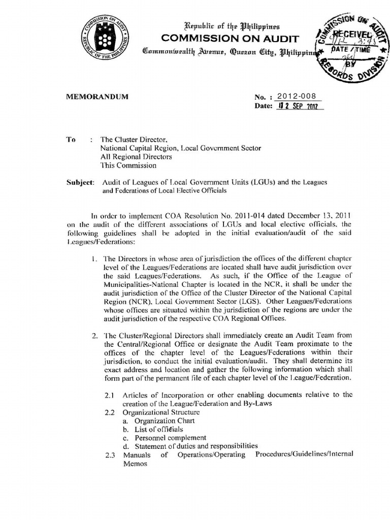 Coa M2012-008 | PDF | Audit | Internal Control