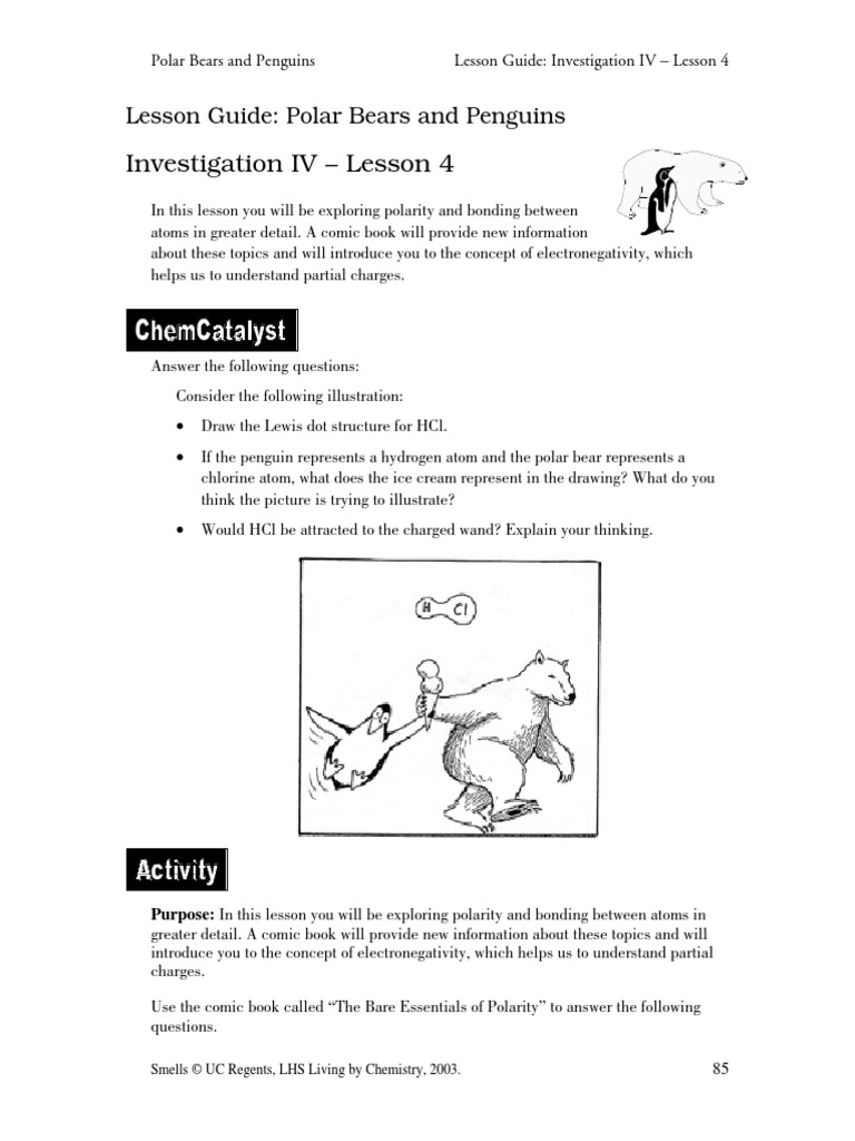 Polar Bears and Penguins | PDF | Chemical Polarity | Chemical Bond
