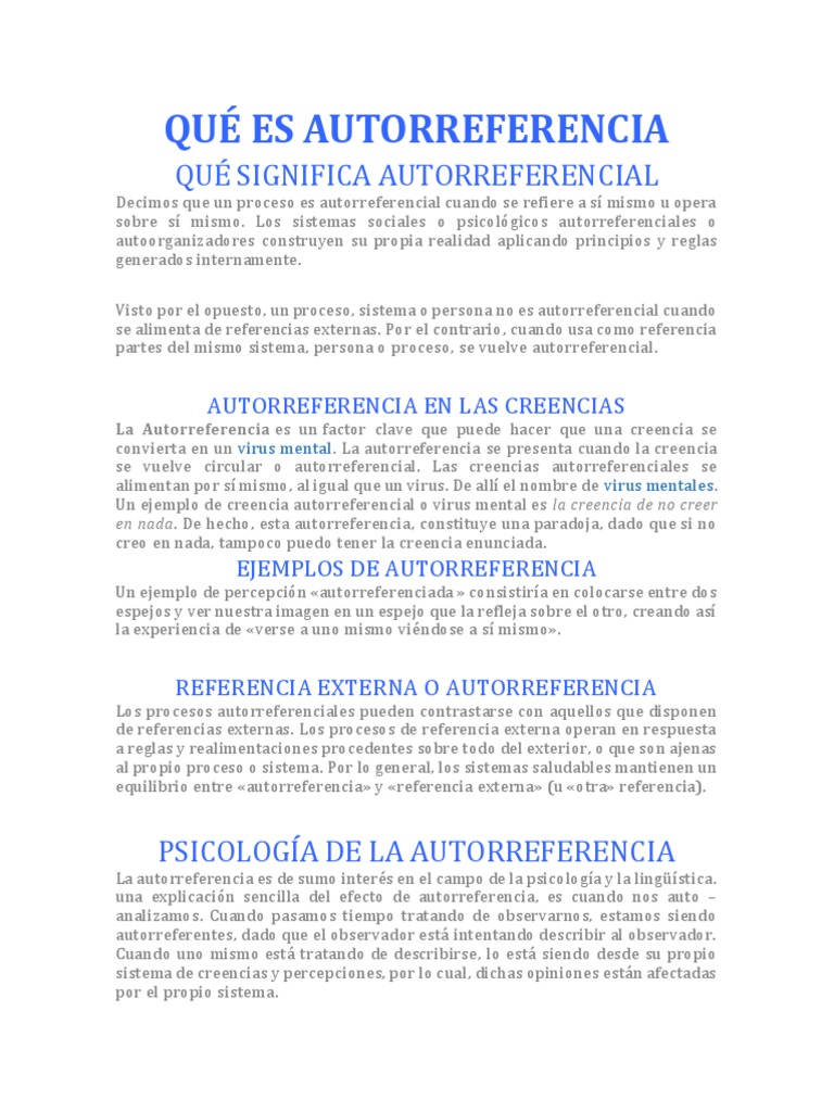 Qué Es Autorreferencia | PDF | Información | Percepción
