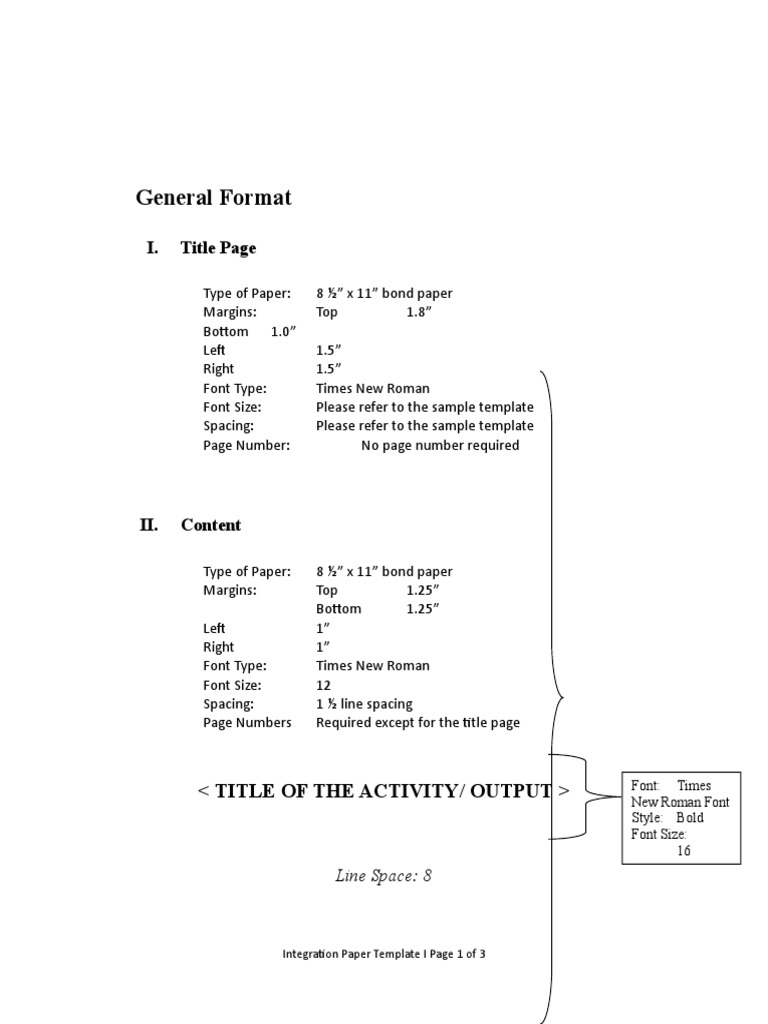 General Format and Template for an Integration Paper | PDF | Times New ...