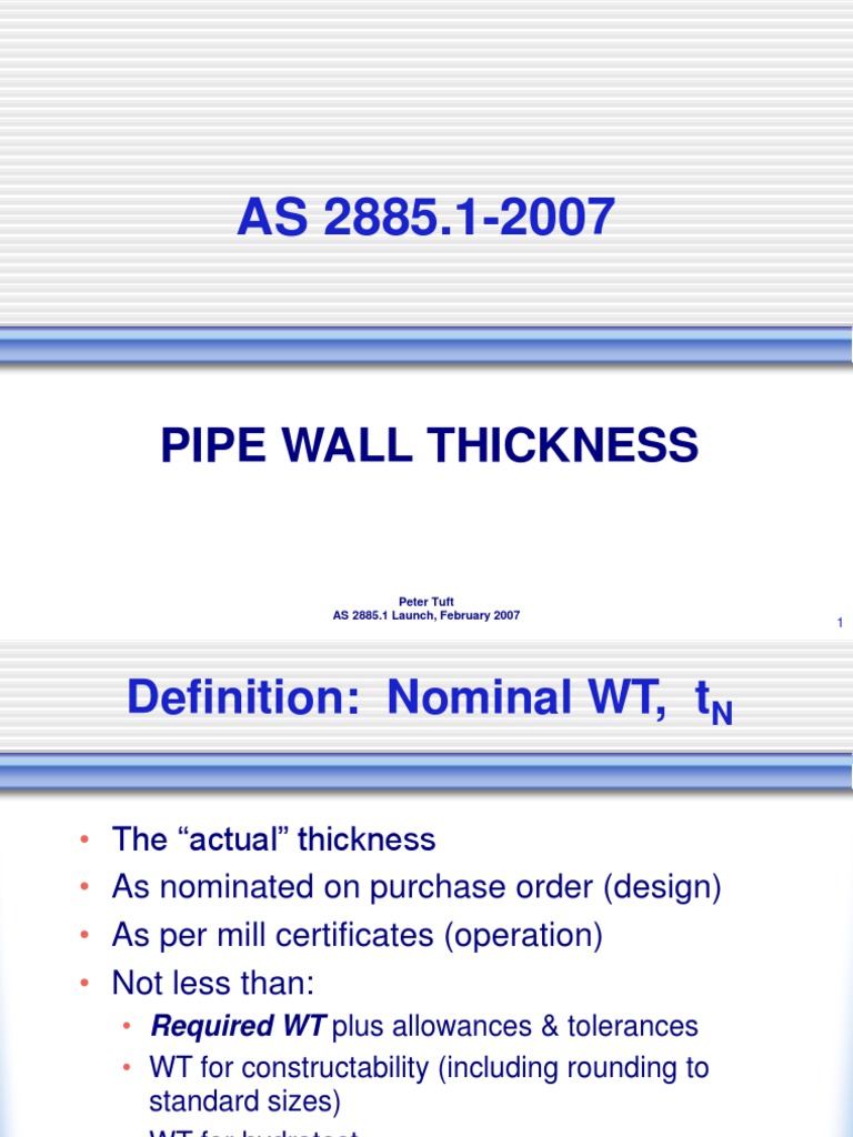 Peter Tuft - As2885 Pipe Wall Thickness | PDF | Fatigue (Material ...
