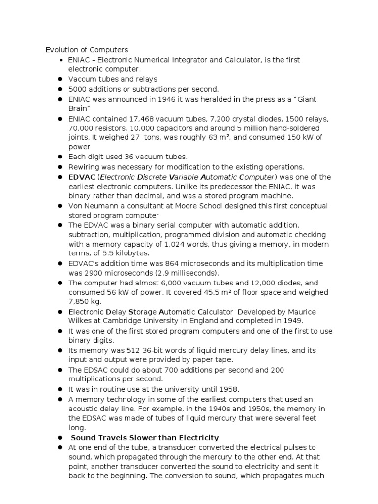 Evolution of Computers | PDF | Computer Program | Programming