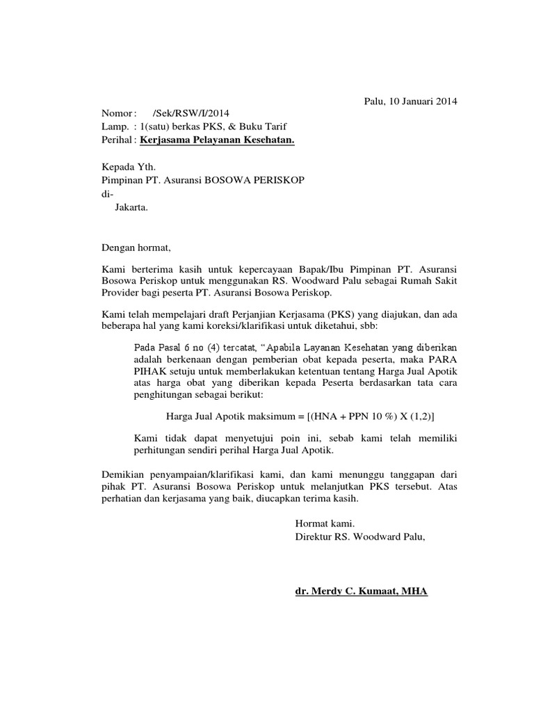 Surat Pengantar PKS | PDF