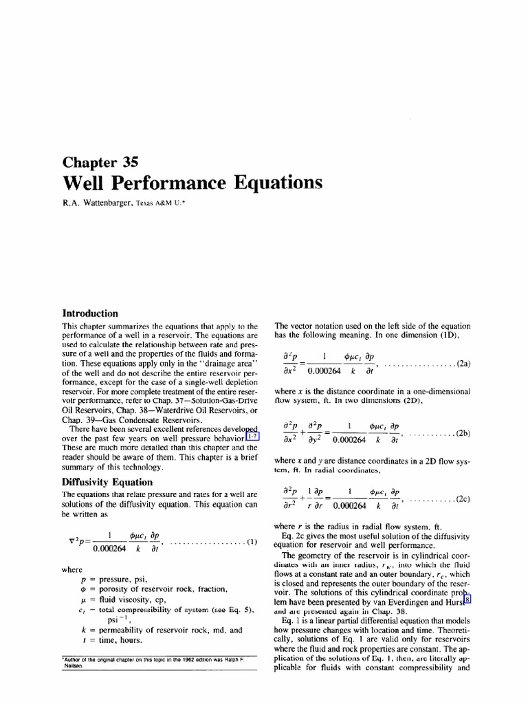 Well Performance Equations - R A Wattenbarger PDF | PDF | Fluid ...