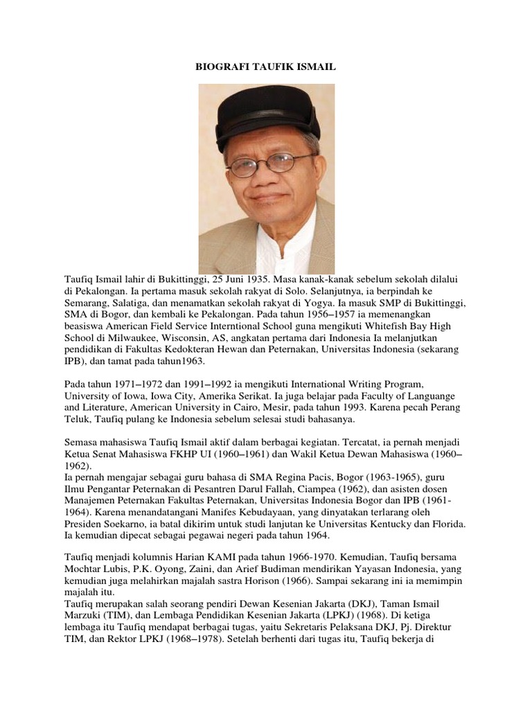 Biografi Taufik Ismail | PDF