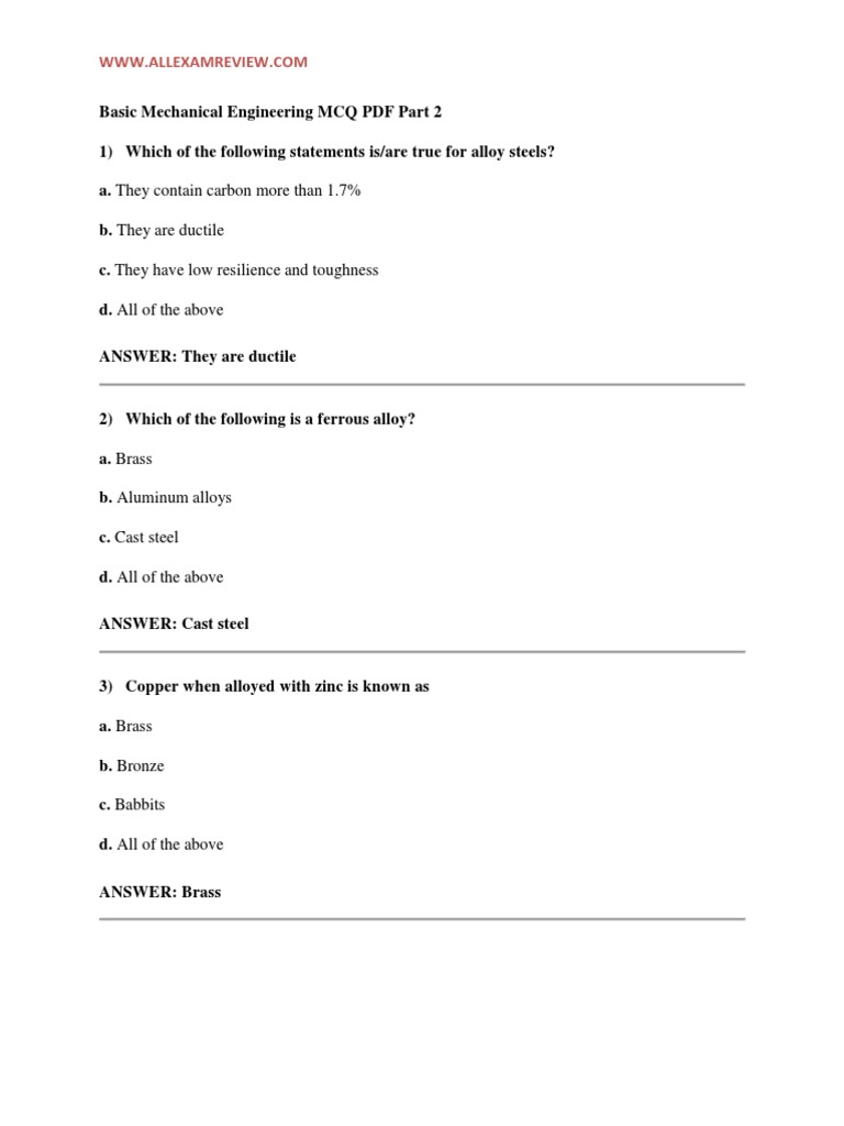 Basic Mechanical Engineering MCQ PDF Part 2 | PDF | Heat | Heat Pump
