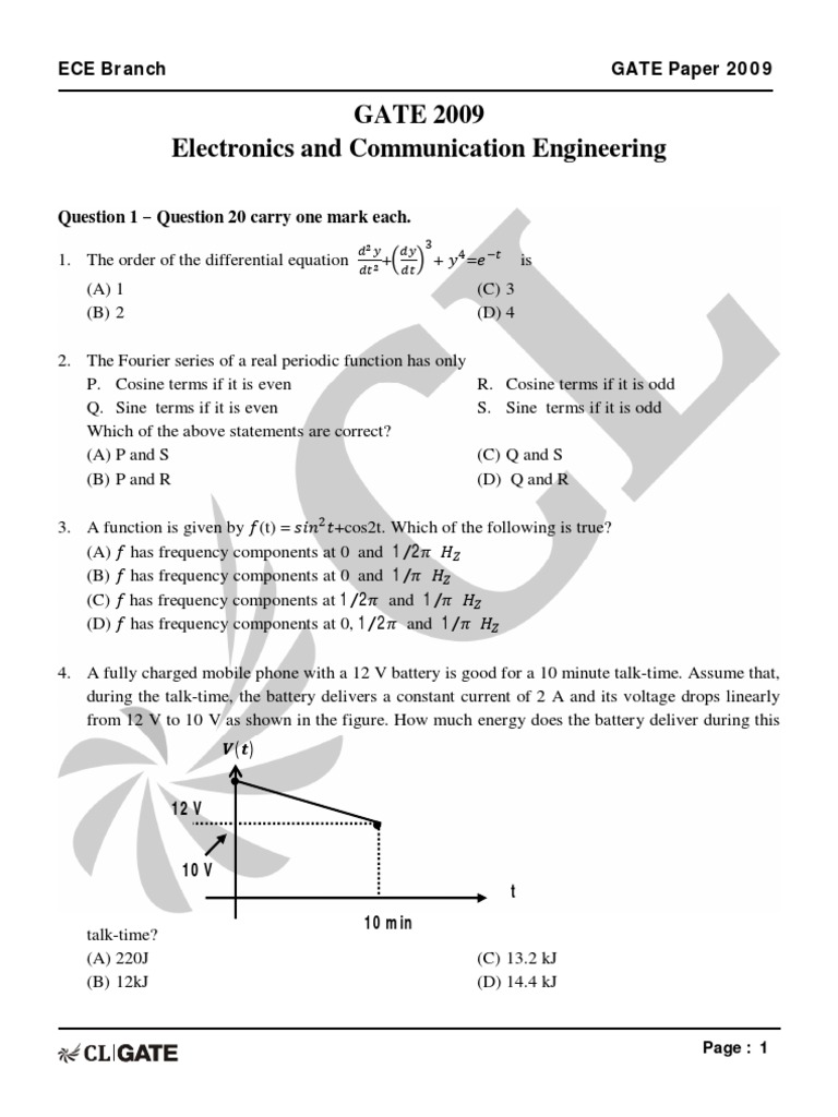 GATE 2009 ECE Question Paper | PDF | Mosfet | Cmos