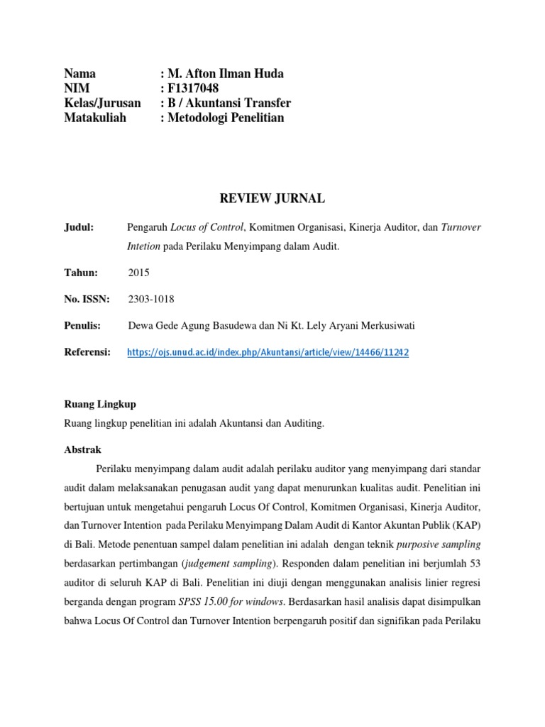 Review Jurnal Metodologi Penelitian | PDF