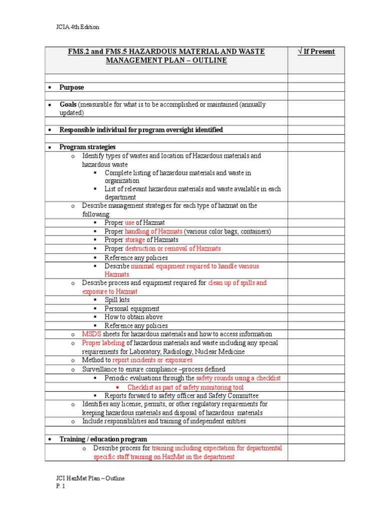 HazMat Management Plan Outline | PDF | Dangerous Goods | Surveillance