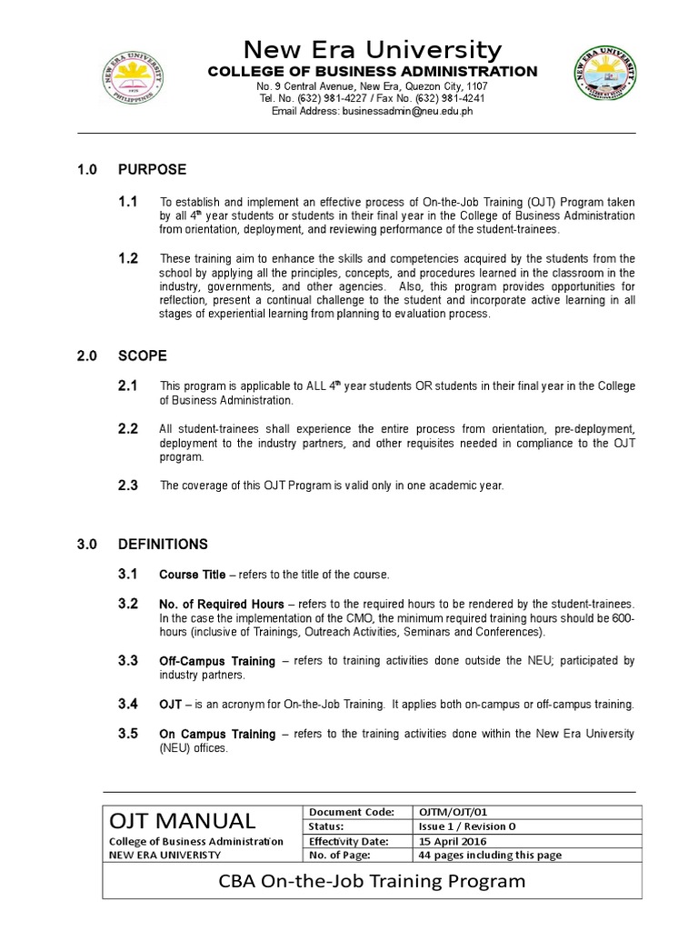 OJT Requirements for Business Students | PDF | Curriculum | Business Ethics