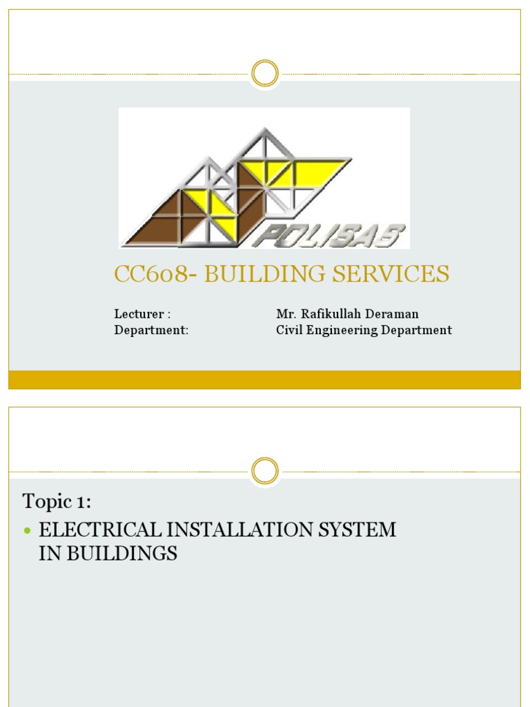 Topic 1 - Fundamental of Electrical System in Building | Download Free ...