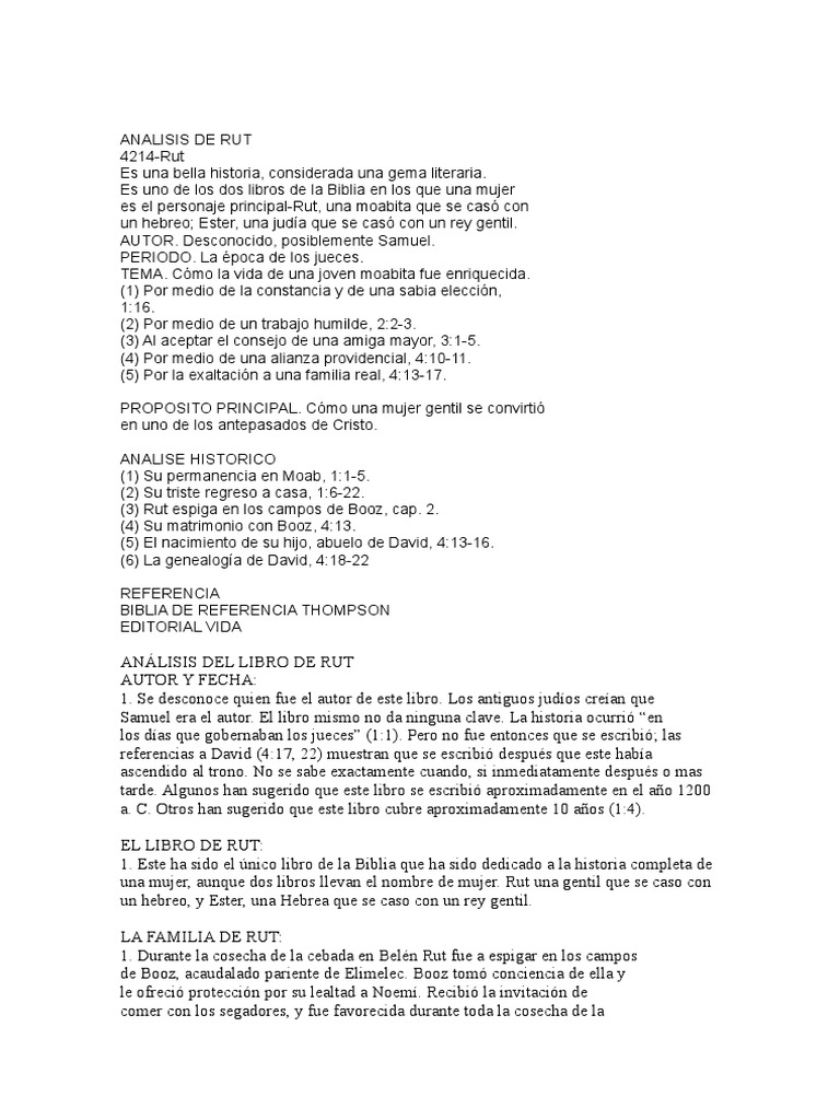 Analisis de Rut | PDF | Libro de rut | Noemí (figura bíblica)