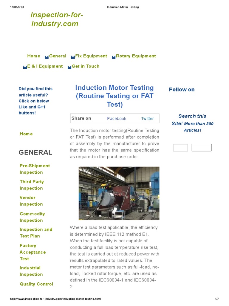 Induction Motor Testing at Factory | PDF | Engines | Electrical ...