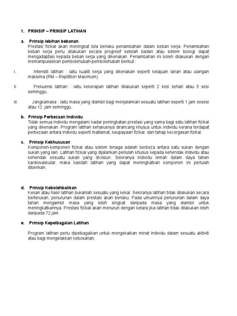 Prinsip Latihan | PDF