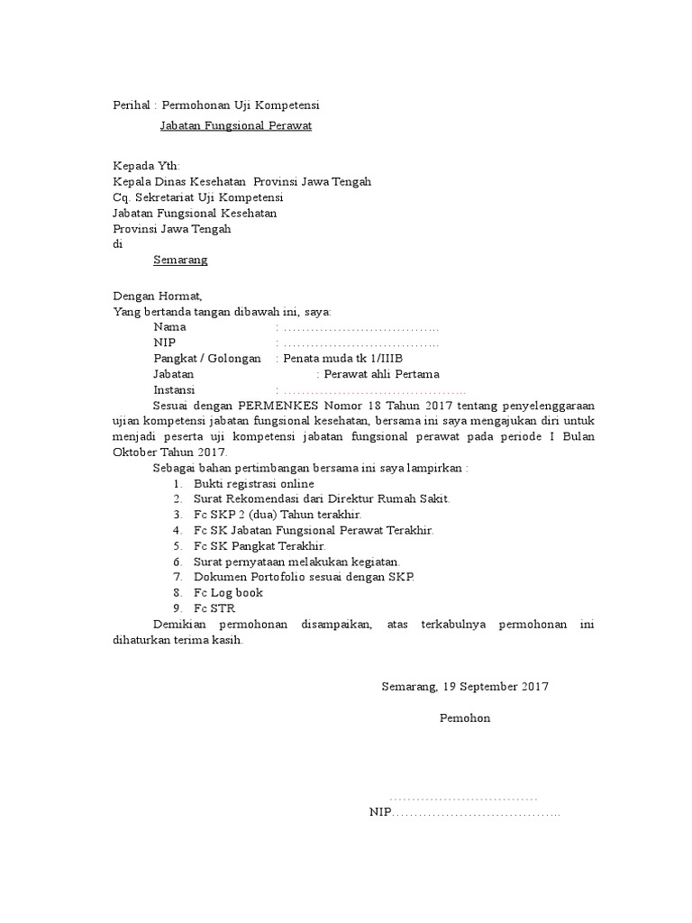 Contoh Surat Permohonan (Peserta) | PDF