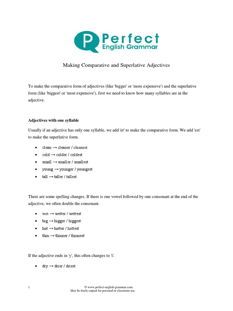 Perfect English Grammar Comparative and Superlatives PDF | PDF ...