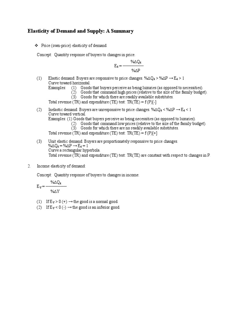 Understanding Demand and Supply Elasticity | PDF | Price Elasticity Of ...