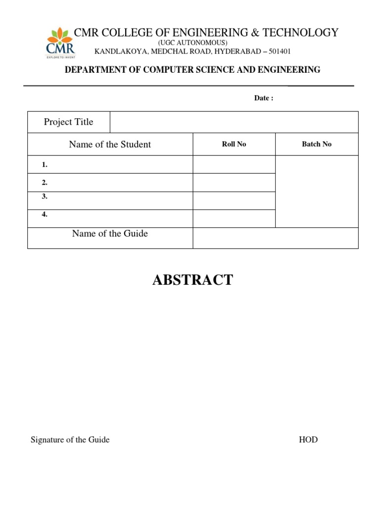 CMR College of Engineering & Technology: Project Title Name of The ...