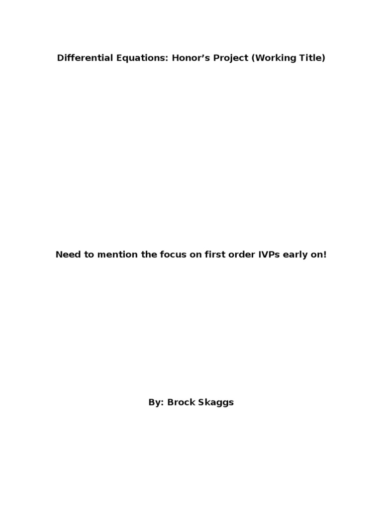 Differential Equations: Honor's Project (Working Title) | PDF ...